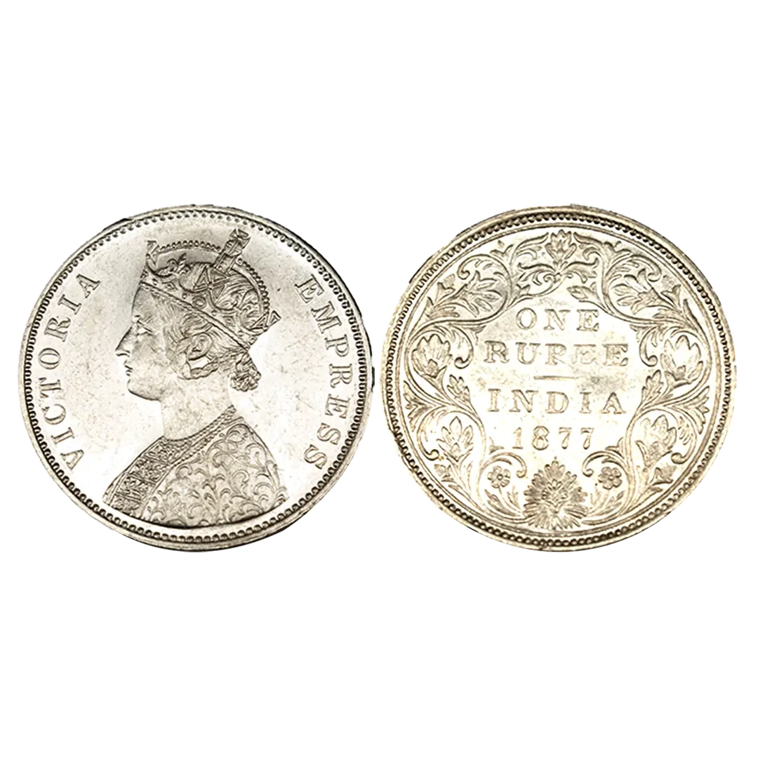 Victoria Empress, Silver Rupee, 1877, Bombay Mint,